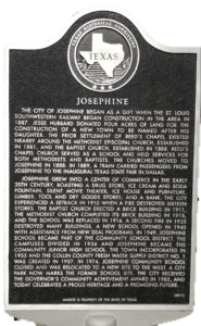 History of Josephine - City of Josephine, TX - Est. 1888