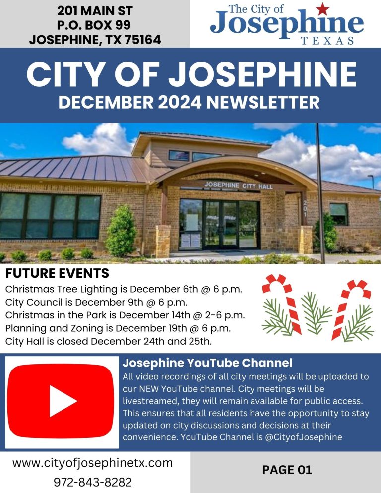 Residents and Visitors - City of Josephine, TX - Est. 1888