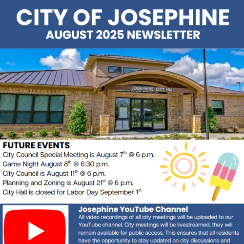 Residents and Visitors - City of Josephine, TX - Est. 1888