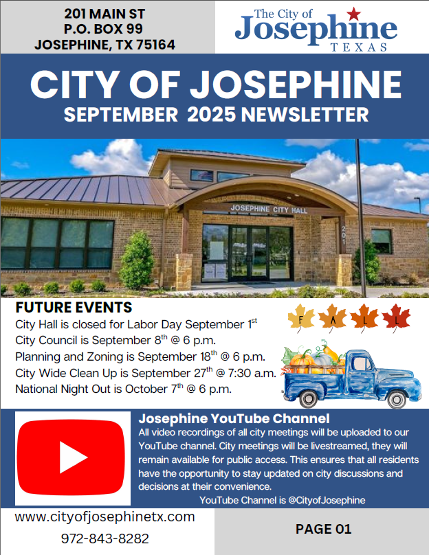 Sewer System Map - City of Josephine, TX - Est. 1888