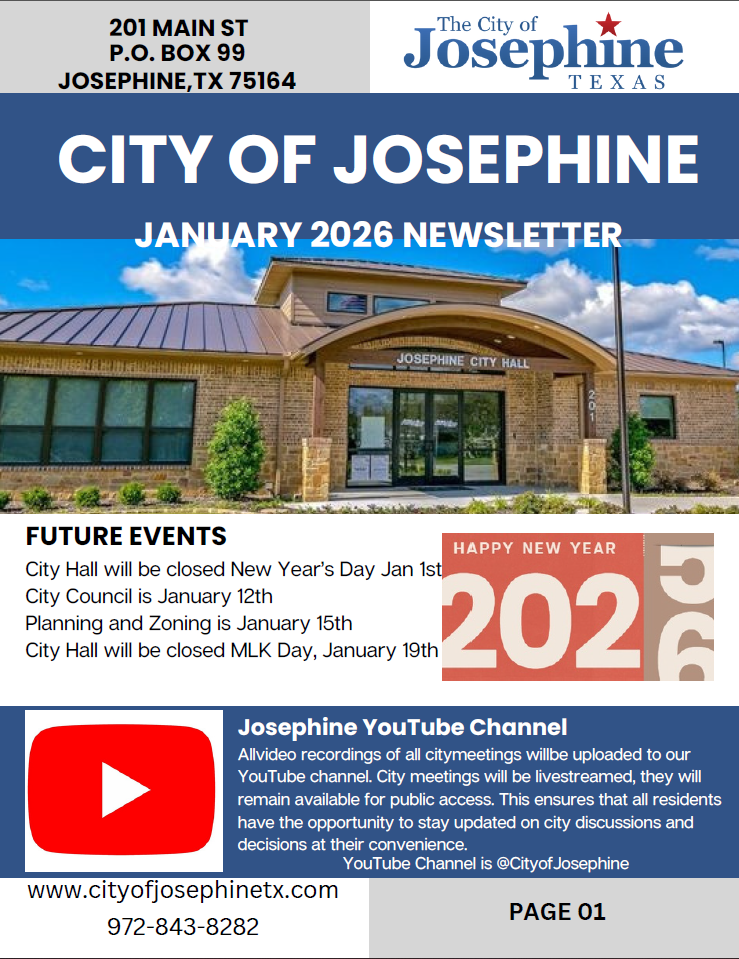 January Newsletter - City of Josephine, TX - Est. 1888